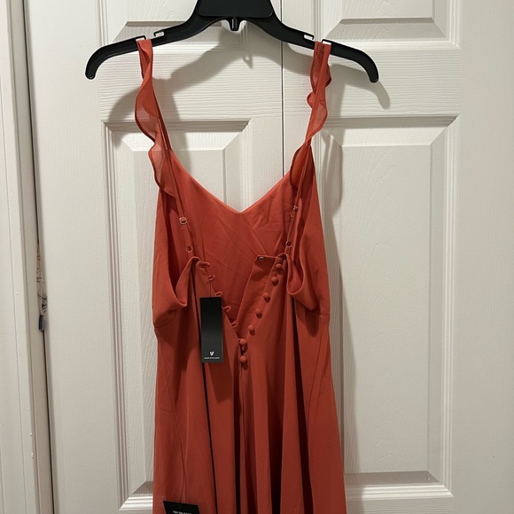 Lulus | Dresses | Rust Colored Maxi Dress With Ruffle Strap And Back ...